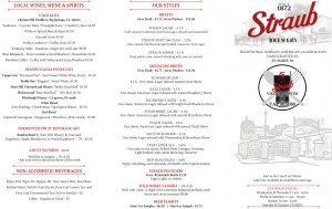 Tap Room Menu - Straub Brewery