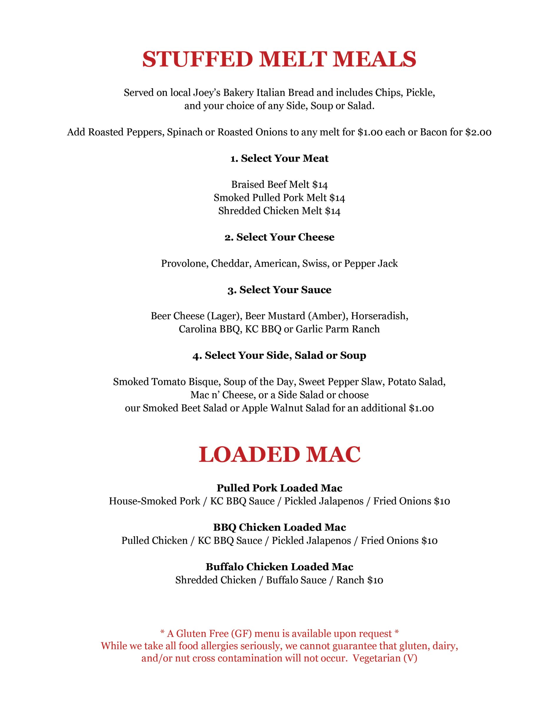 Tap Room Menu - Straub Brewery